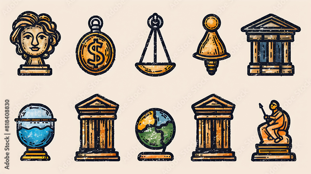 Produce set of icon financial service sector including banking ...