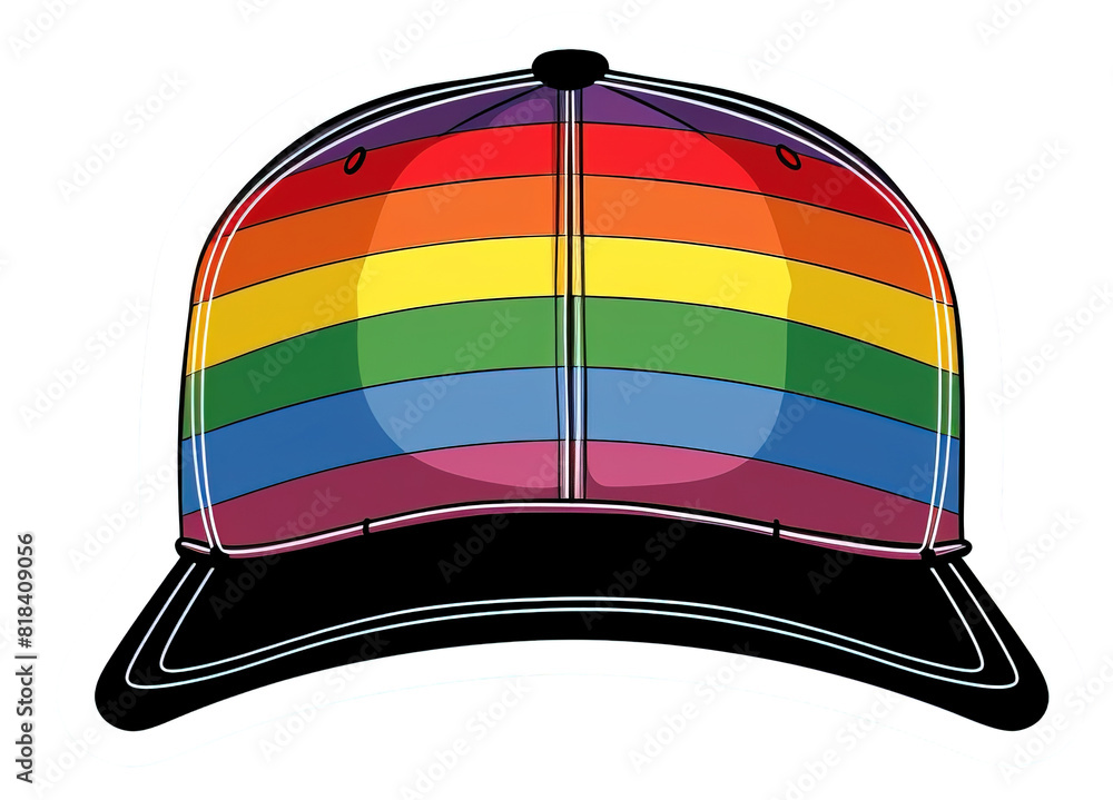Sticker of cap with pride flag on it over isolated transparent ...