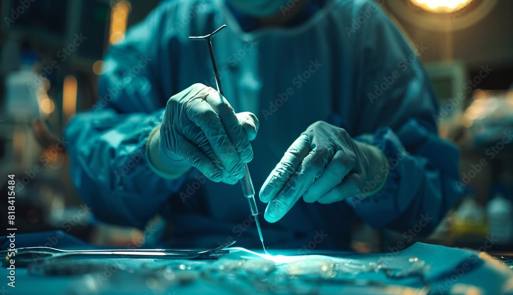 Surgical Precision A Surgeons Hand Poised With A Scalpel Performing A Delicate Operation
