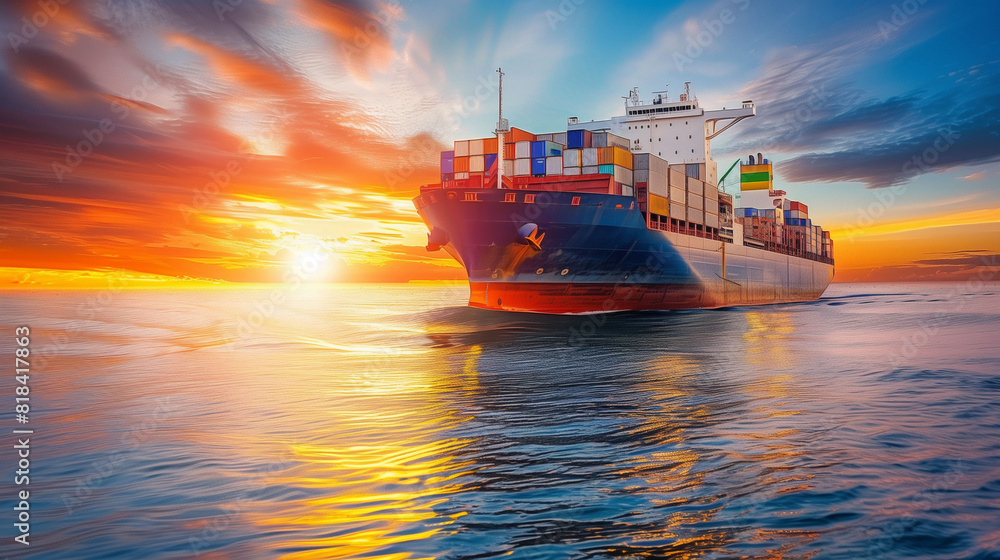 Containers being put on the ship by crane containers ship and ...