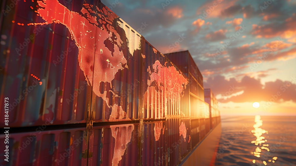 Foto de Containers being put on the ship by crane containers ship and ...