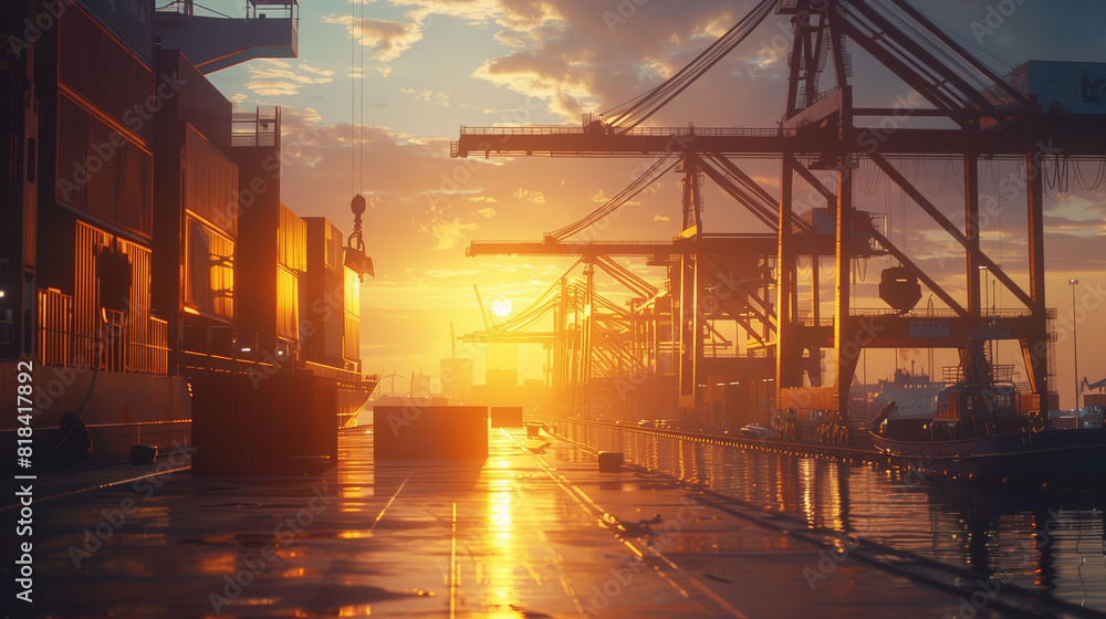 Containers being put on the ship by crane containers ship and ...