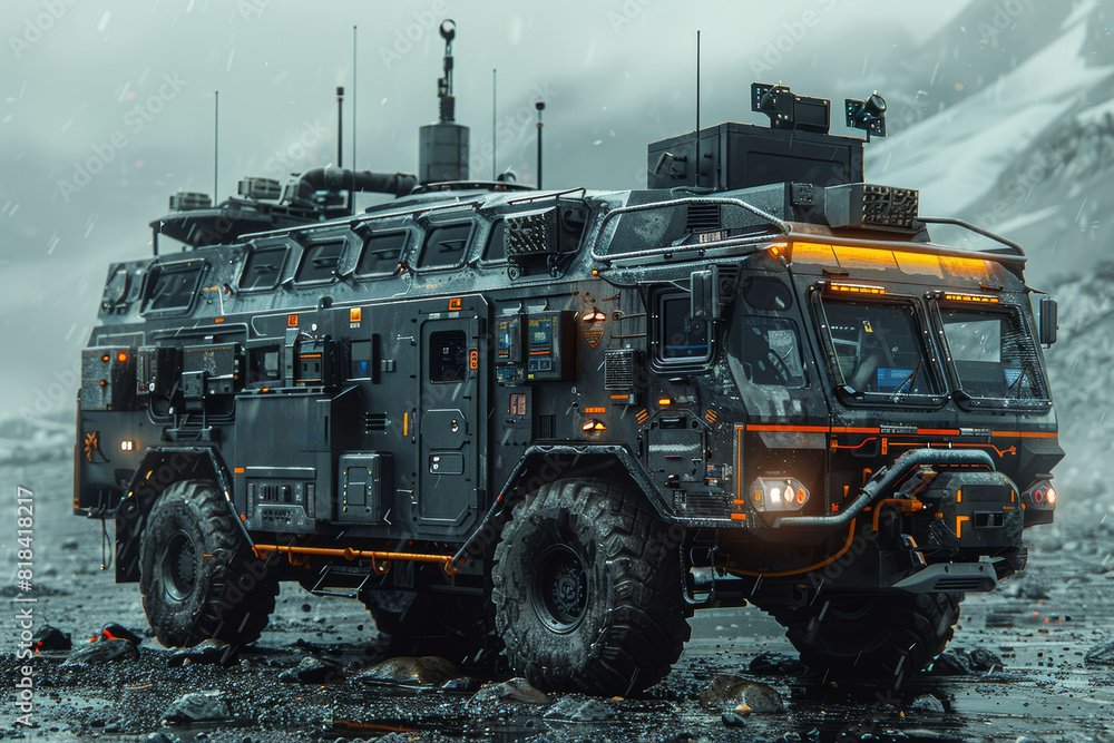 Mobile command center coordinating battlefield operations with real ...