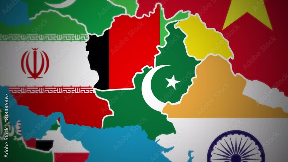 Pakistan map flag country nation outline Middle East world motion ...