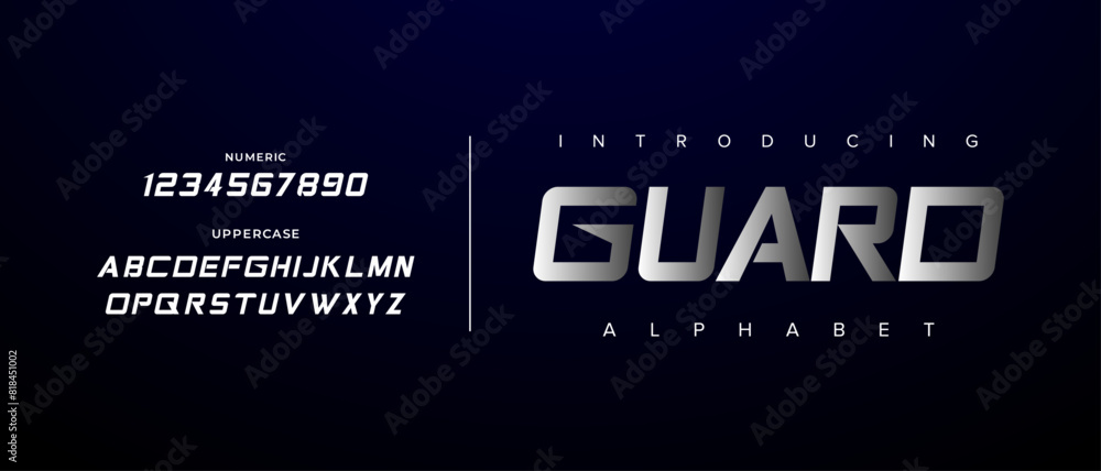 Guard creative simple modern urban alphabet font. Digital abstract ...