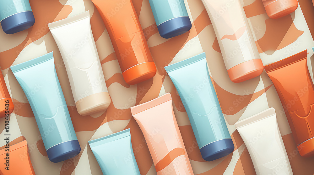 Lotion sales flat design top view commercial theme animation Analogous ...