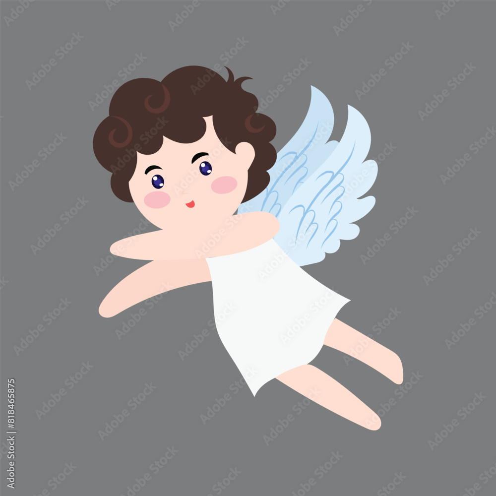 Cute angel character cartoon isolated on white background. blank banner ...