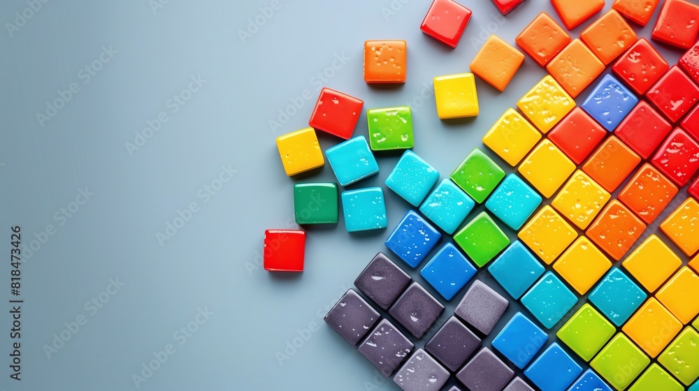 rainbow Scrabble tiles, blank space, minimalism, negative space ...