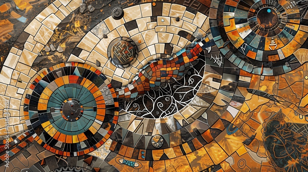 A mosaic of intricate patterns and textures, inspired by the rich ...