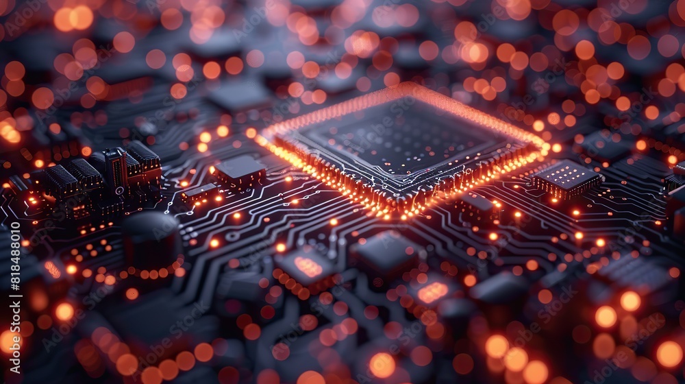 abstract technology background of a quantum computing system with processor and electronic ...