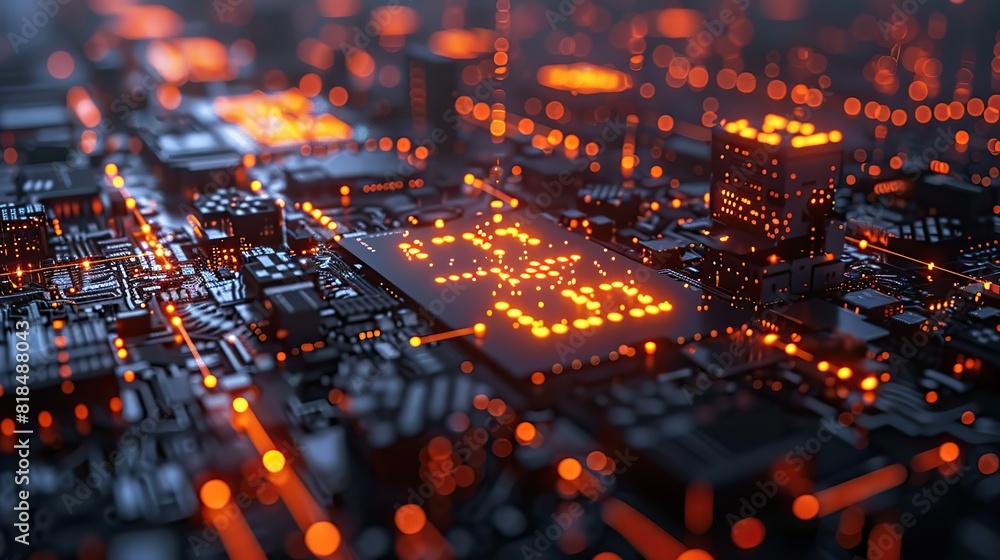 abstract technology background of a quantum computing system with processor and electronic ...