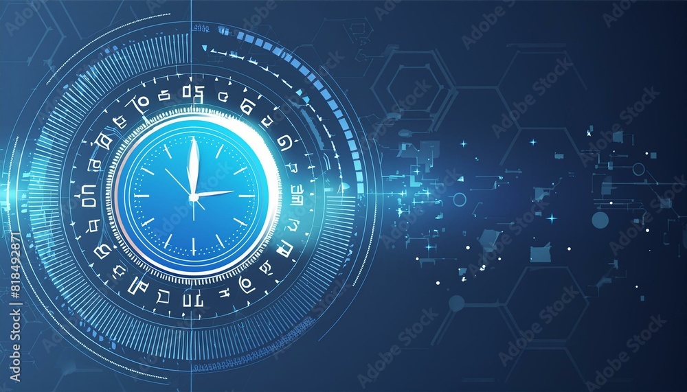Futuristic time clock hand and clock face digital transformation ...