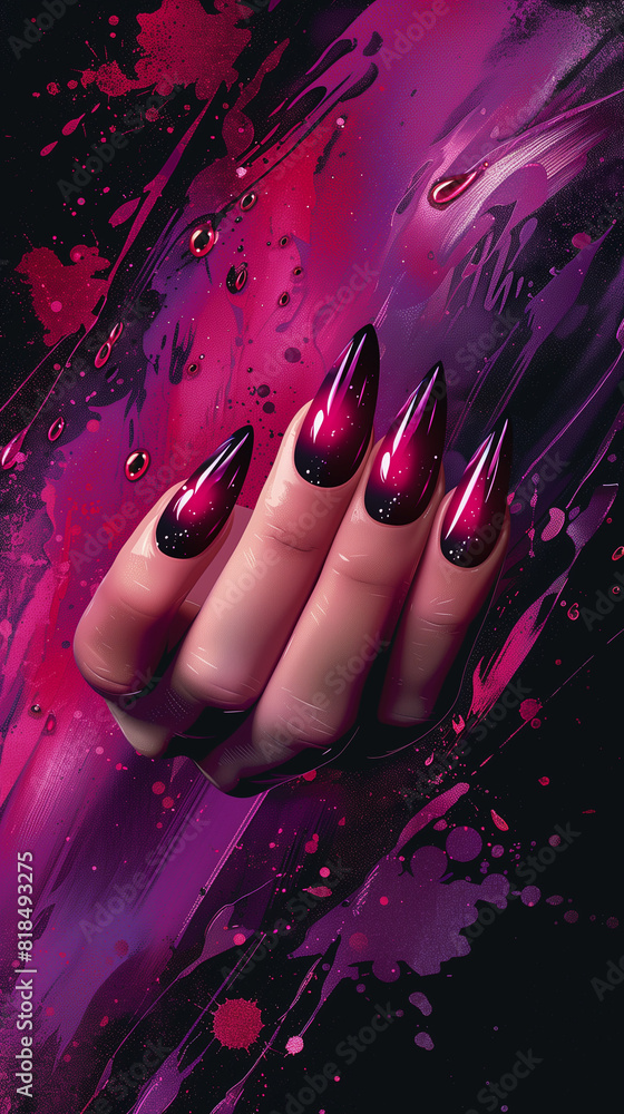 Create a nail art themed poster featuring rich colors of manicure ...
