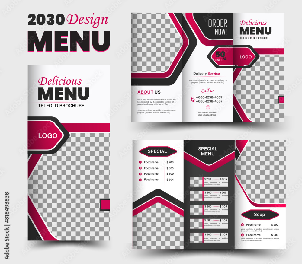 Vetor do Stock: Restaurant menu design. Vector menu flyer template for ...