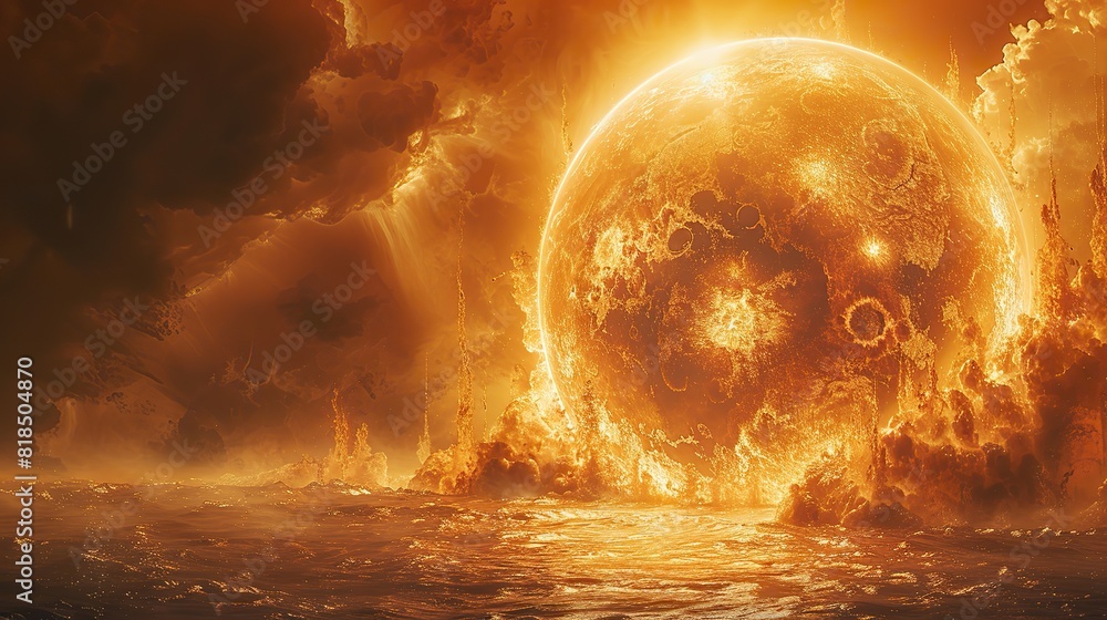 planet earth burning under the extreme heat of the sun conceptual ...