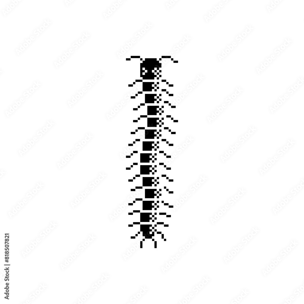 Vetor de Insect caterpillar pixel art 80s style icon. Element design ...
