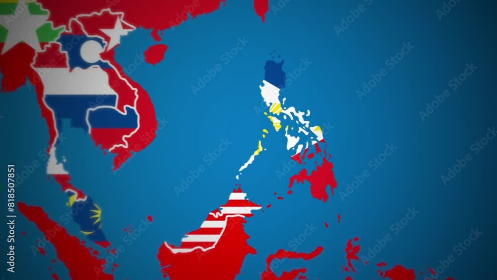 Philippines map flag country nation outline world motion graphics ...