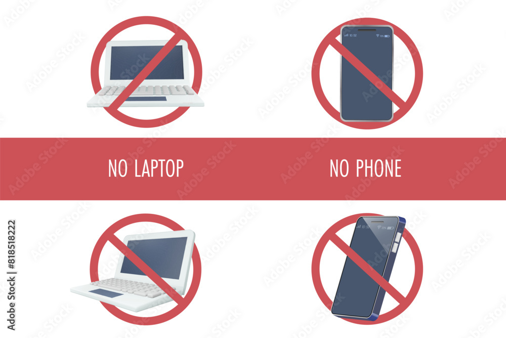 No laptop, no phone with stop sign. Electric devices not allowed in ...