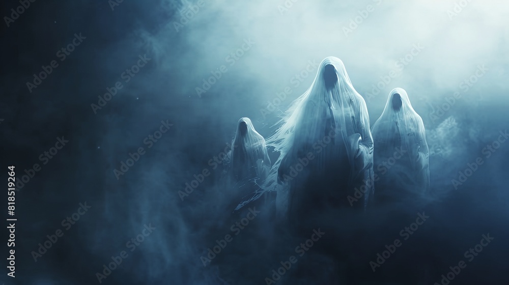 three ghostly ghost like figures in the fog Stock Illustration | Adobe ...