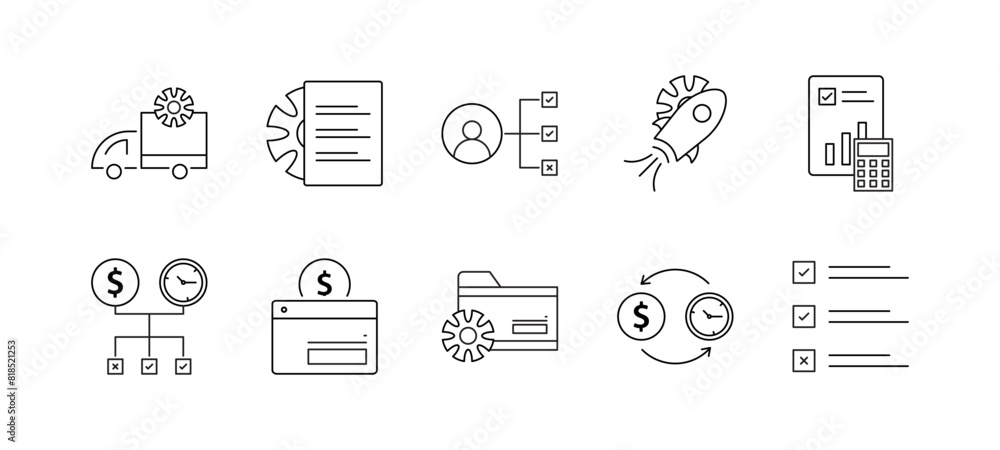 Black outline project management icon collection. project management ... Black outline project management icon collection. project management ...