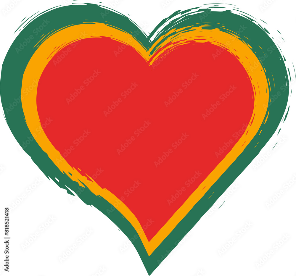 Heart shape with paint brush textured stripes in traditional African ...