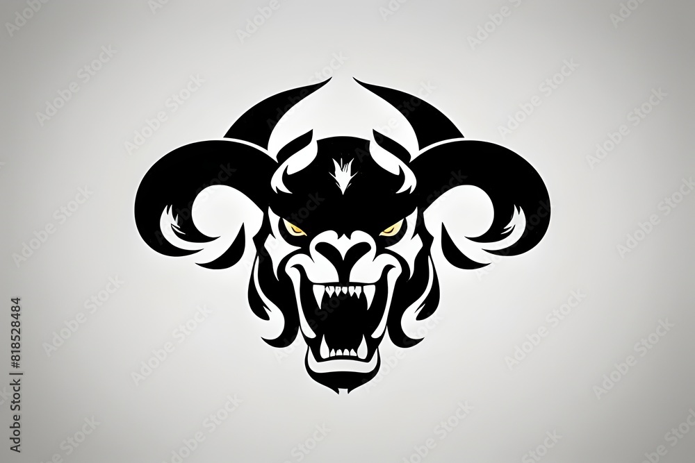 a vector style striking and contemporary vector logo of a evil ...