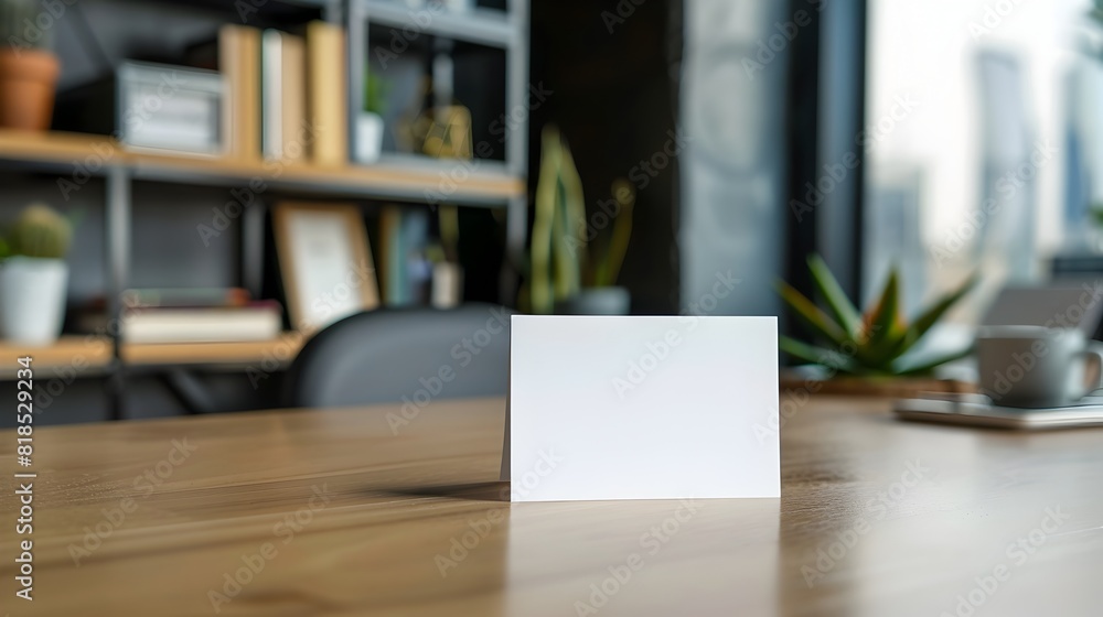 Blank white business card on modern office desk ready for customization ...