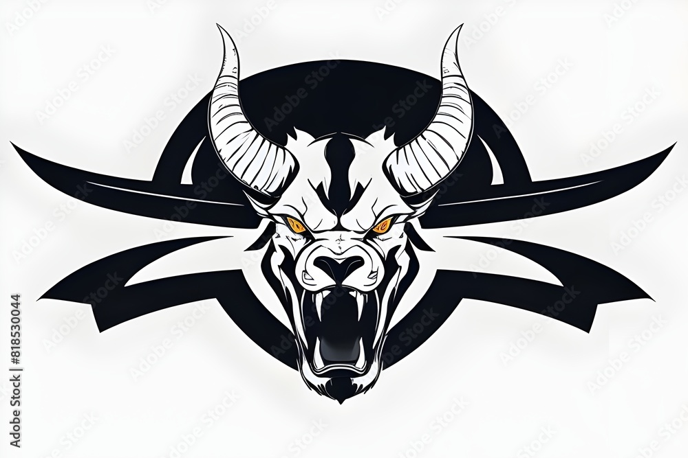a vector style striking and contemporary vector logo of a evil ...