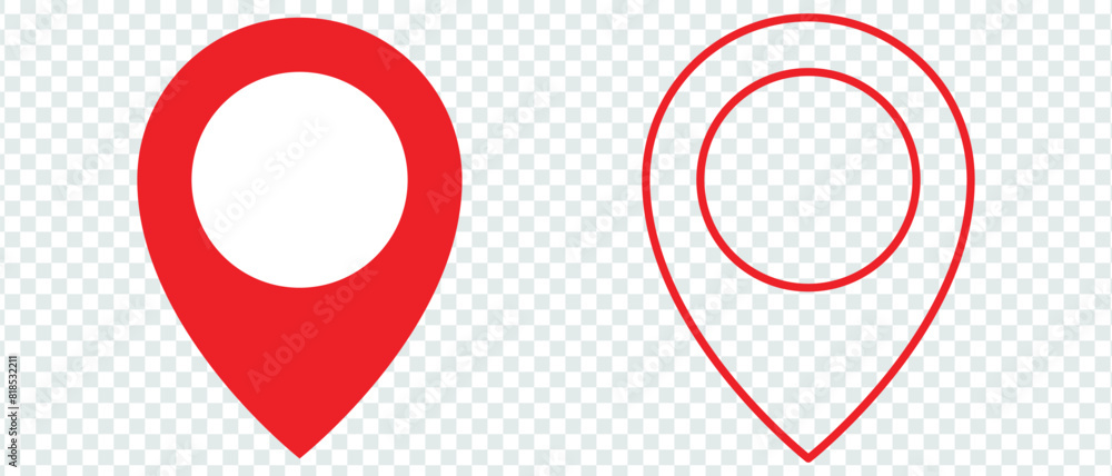 red pin point. map address location pointer symbol. location pin icon symbol sign isolated on ...