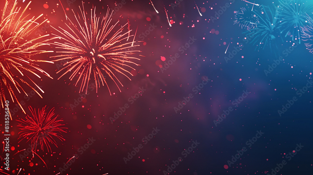 4th of July fireworks background, night sky with colorful fireworks ...