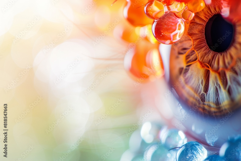 Colorful and minimalistic depiction of pigment granules in eye cells ...