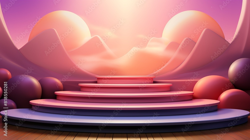 Aesthetic backgrounds, Colorful, layered podiums with matching light ...