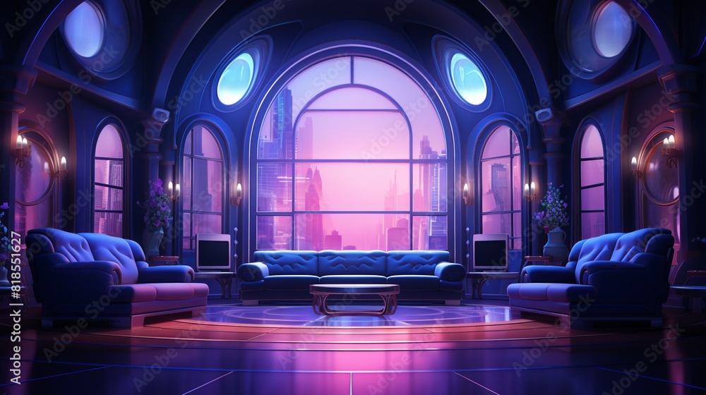 Aesthetic backgrounds, Stage with a high-tech, holographic display ...