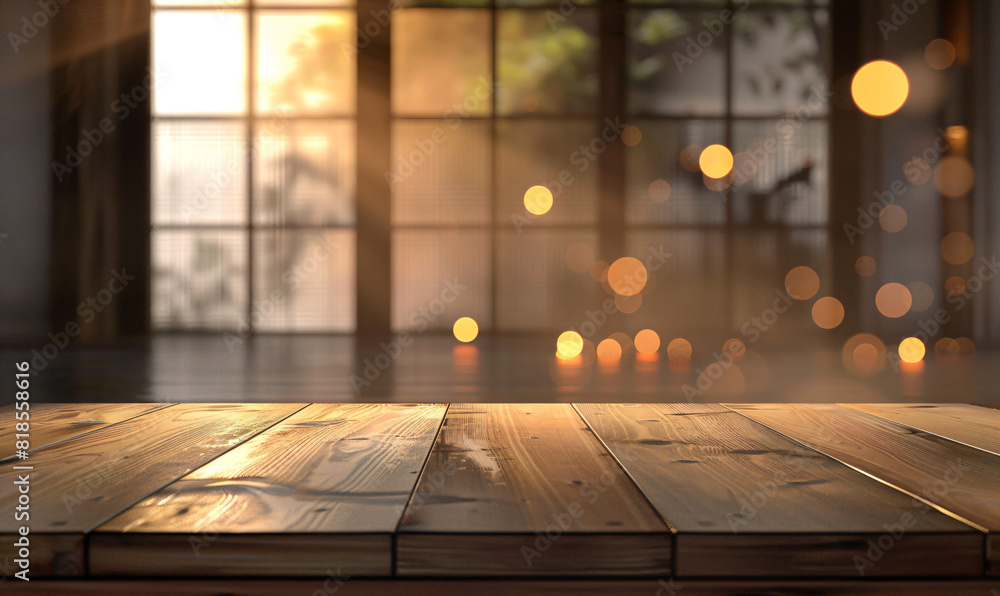 Empty wood table top in Japanese Room Decorate With Defocused Bokeh ...