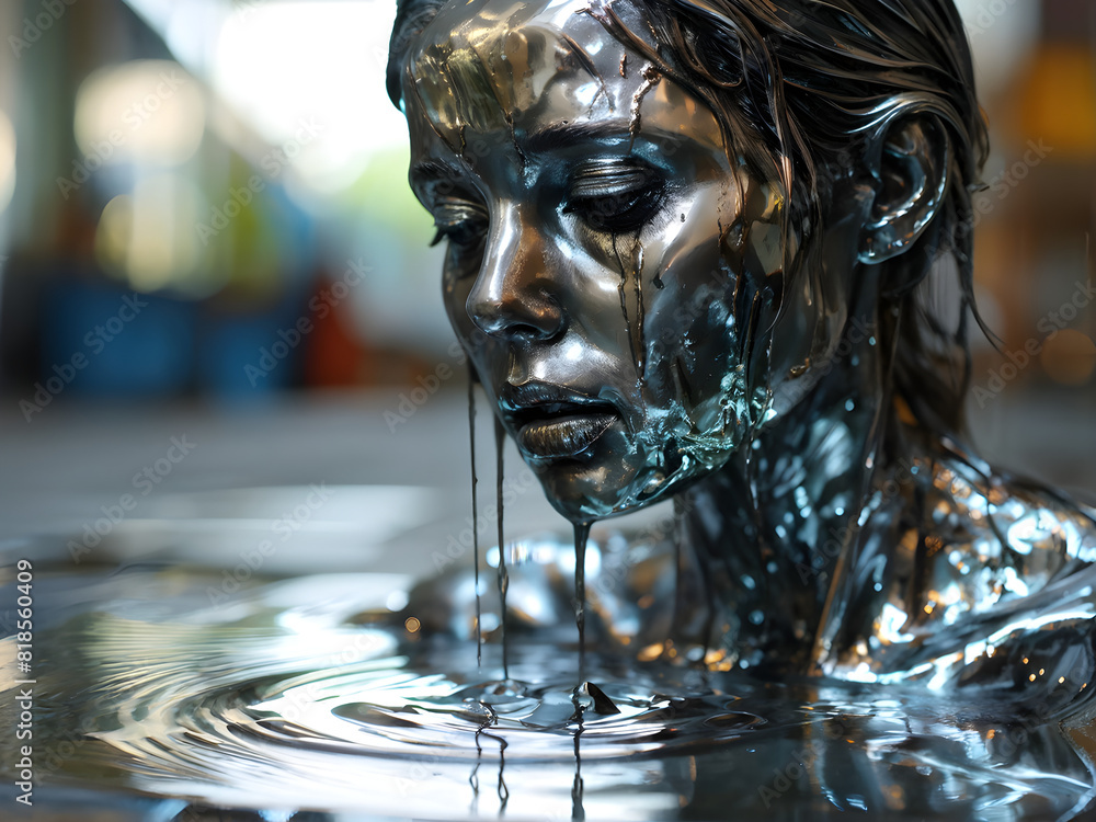 Emerging Horror: A Sinister Male Face Rising from the Mud Stock Photo ...