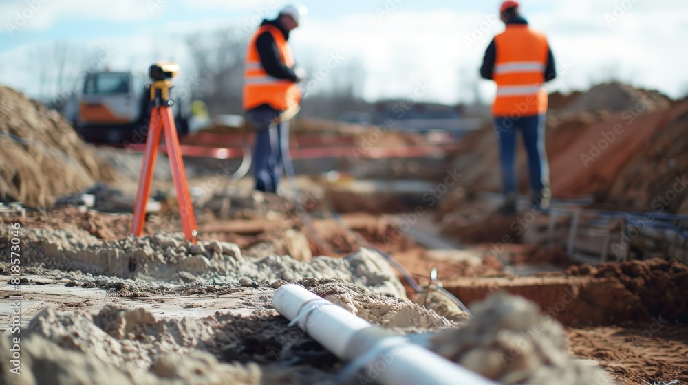 Civil engineering experts meticulously analyze detailed blueprints ...