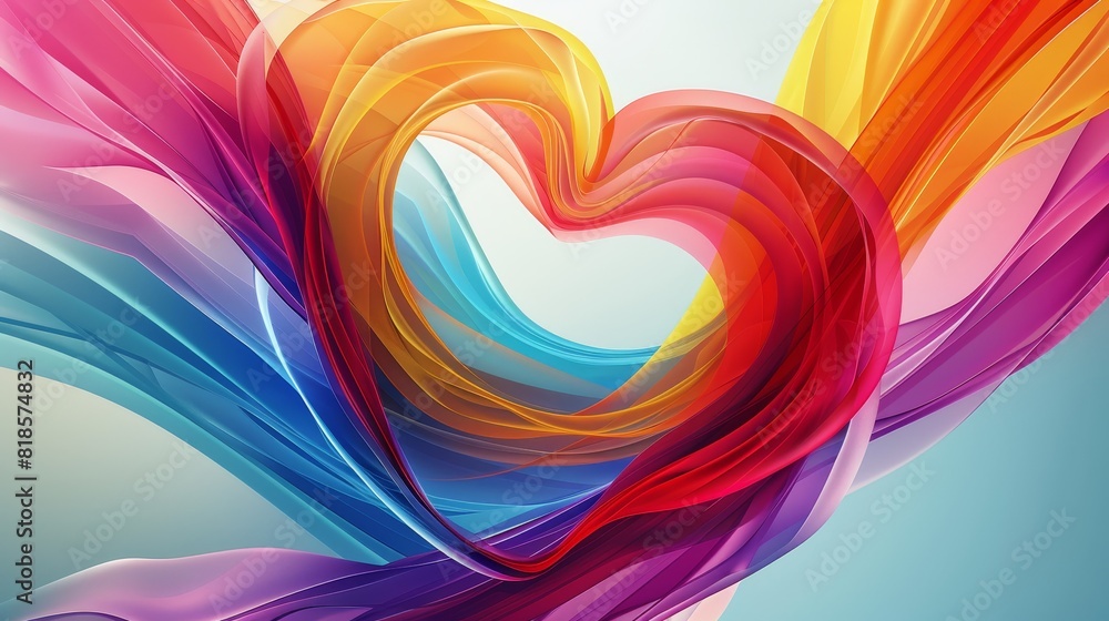 Vibrant Abstract Heart of Unity - Modern Digital Art Illustration in ...