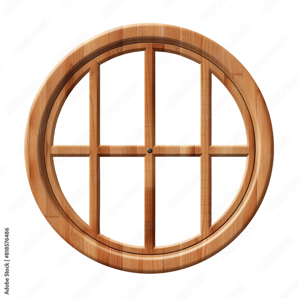 Round wooden window isolated on transparent background AI generated ...