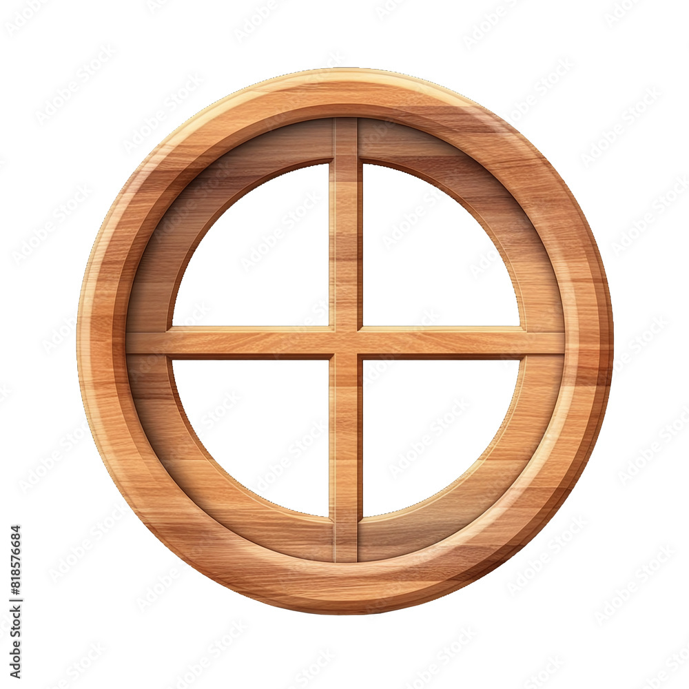 Round wooden window isolated on transparent background AI generated ...