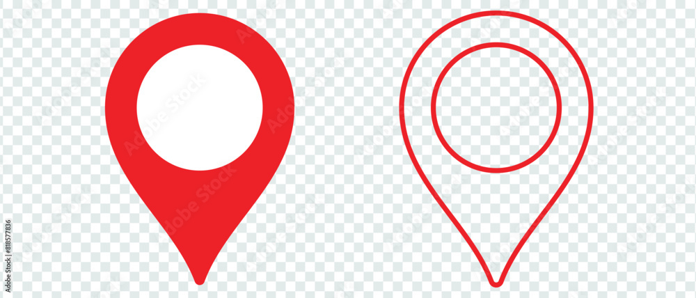 red pin point. map address location pointer symbol. location pin icon symbol sign isolated on ...