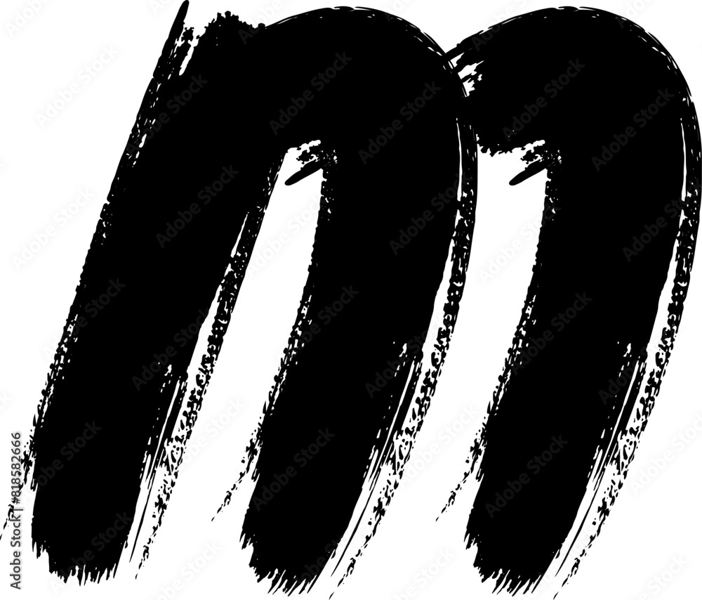 Hand Drawn Dry Brush Font M. Modern Lettering. Brushstroke M Letter ...