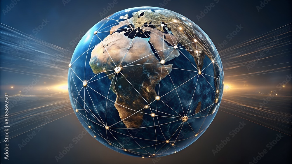 Global network connection concept, abstract concept earth, World map ...