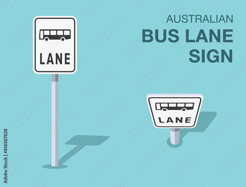 Traffic regulation rules. Isolated Australian "bus lane" road sign ...