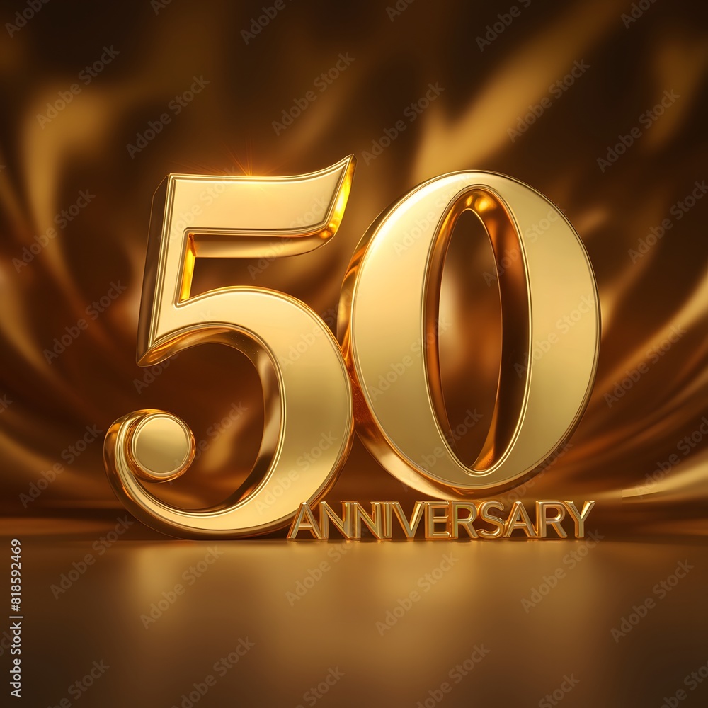Gold color 50 years anniversary 3d render text effect. Premium ...