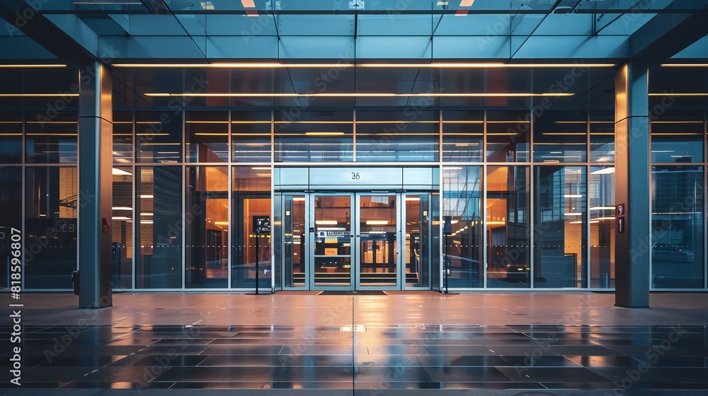 The main entrance architecture emphasizes safety protocols and ...