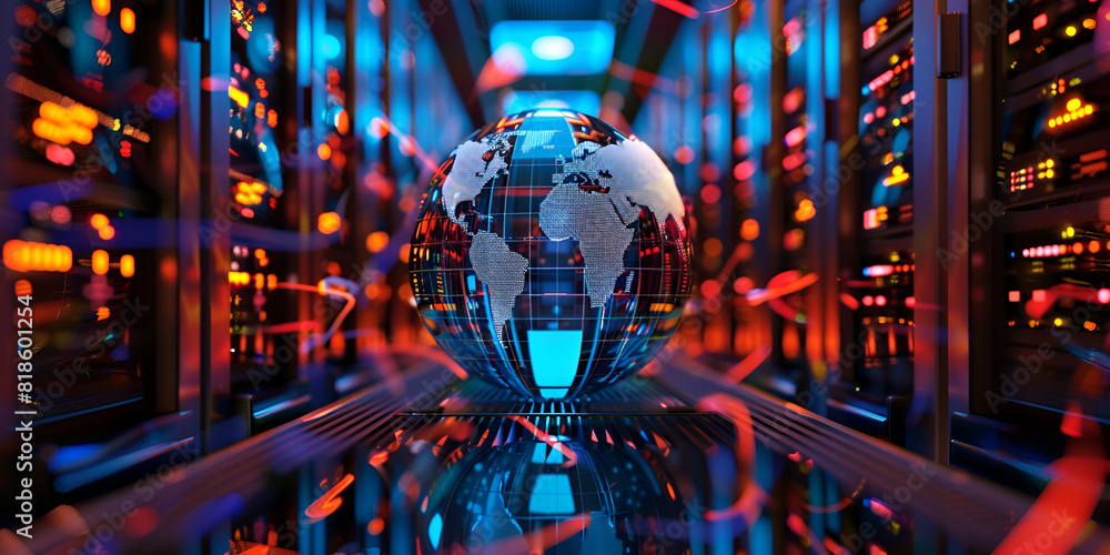 International Internet Day, Big data center server room with racks of ...