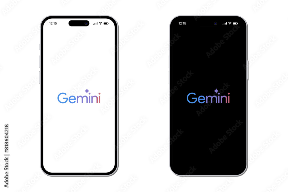 Gemini ai logo on smartphone screen concept mockup vector illustration ...