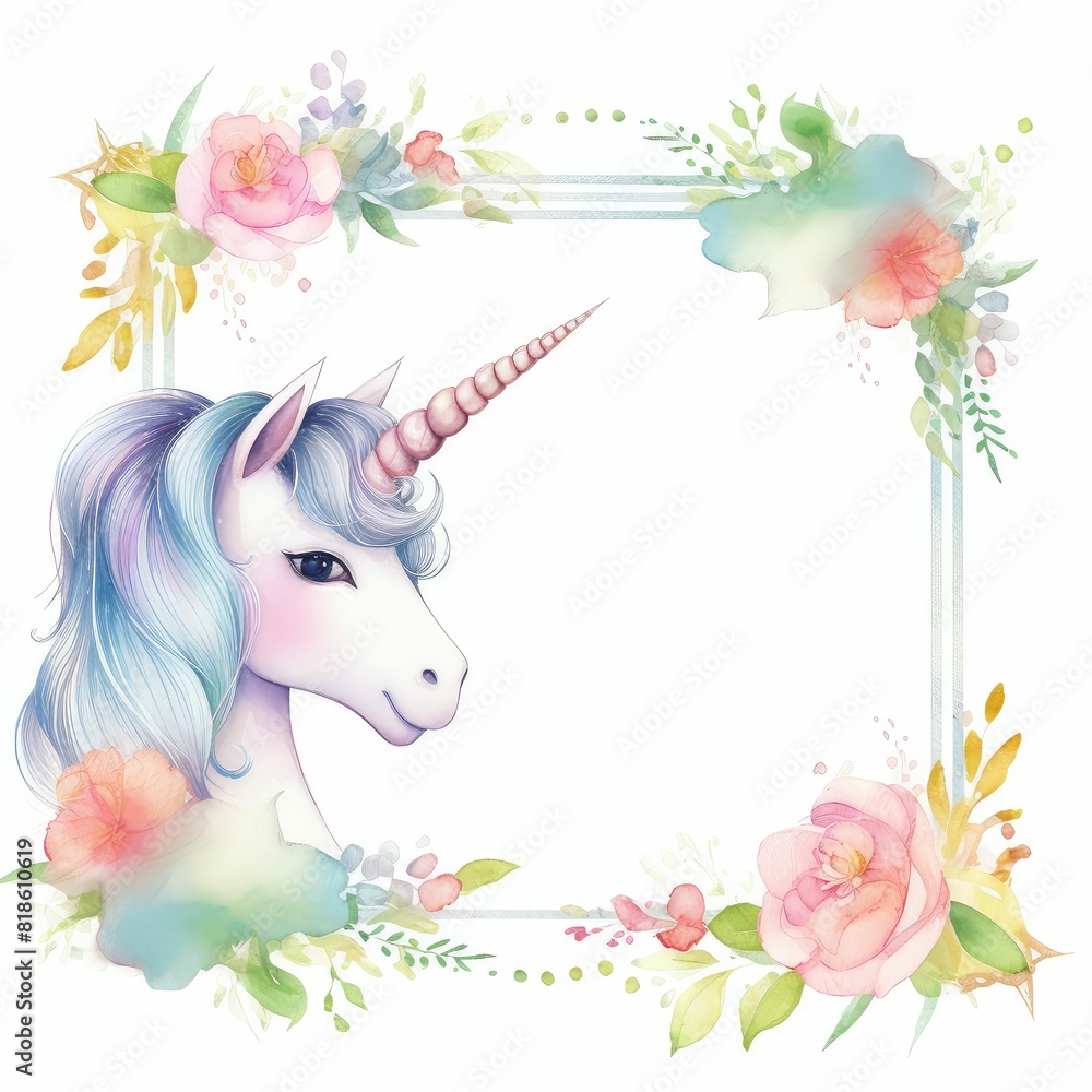 cute pastel unicorn themed frame or border for photos and text ...