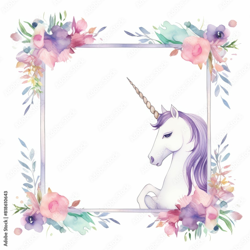 cute pastel unicorn themed frame or border for photos and text ...