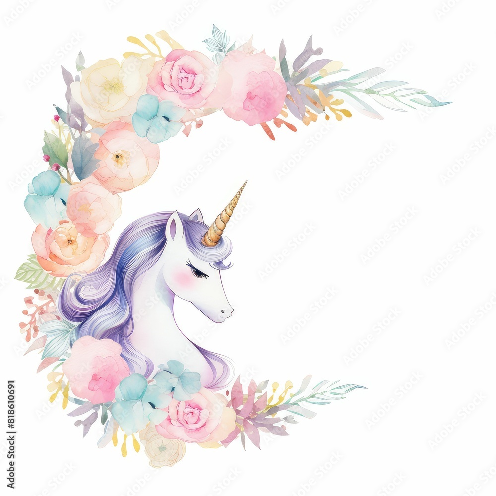 cute pastel unicorn themed frame or border for photos and text ...